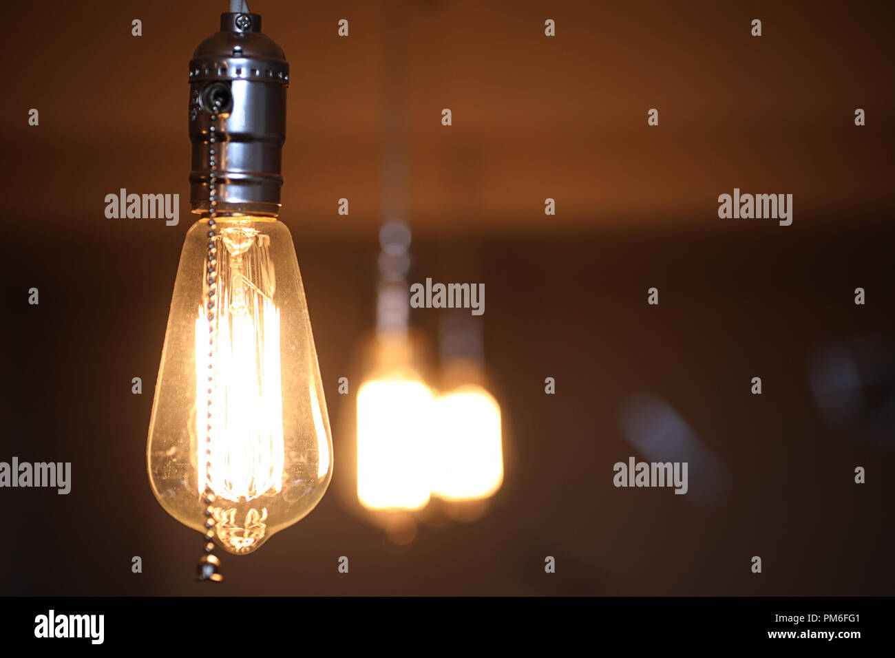 Lamps with tungsten filament. Edison's light bulb. Filament fila Stock ...