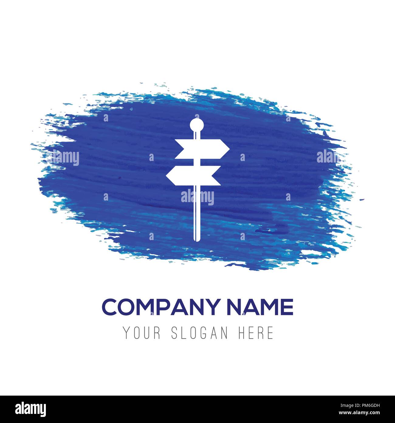 Direction signboard icon - Blue watercolor background Stock Vector ...