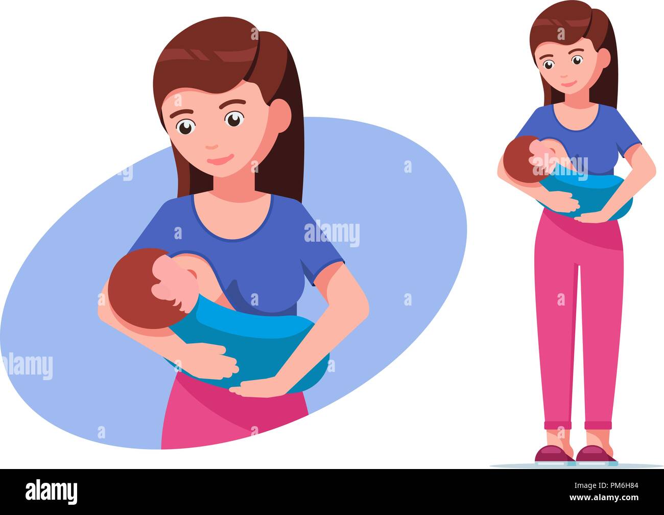 Vector illustration cartoon breastfeeding mother Stock Vector Image ...