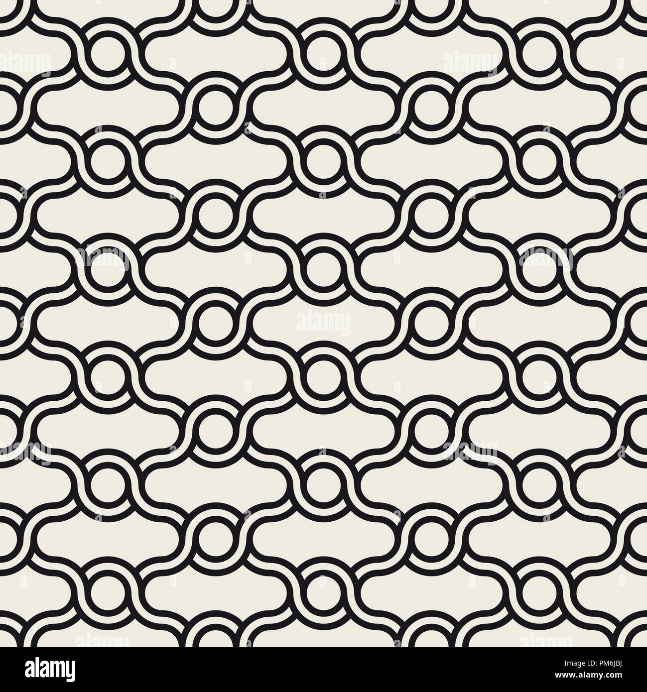 Vector seamless rounded interlacing lines pattern. Modern stylish ...