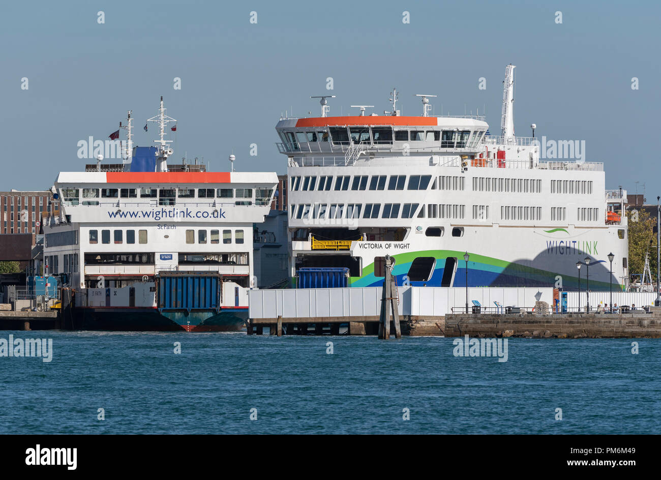 Victoria of Wight a new roro ferry with the older ferry St Faith on the ...