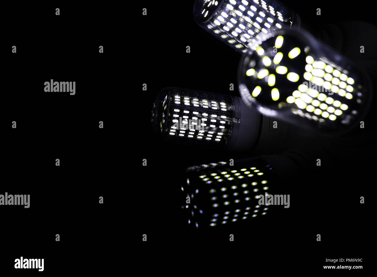 LED elements in the lamp. Lamps with diodes. Many bright lights Stock ...