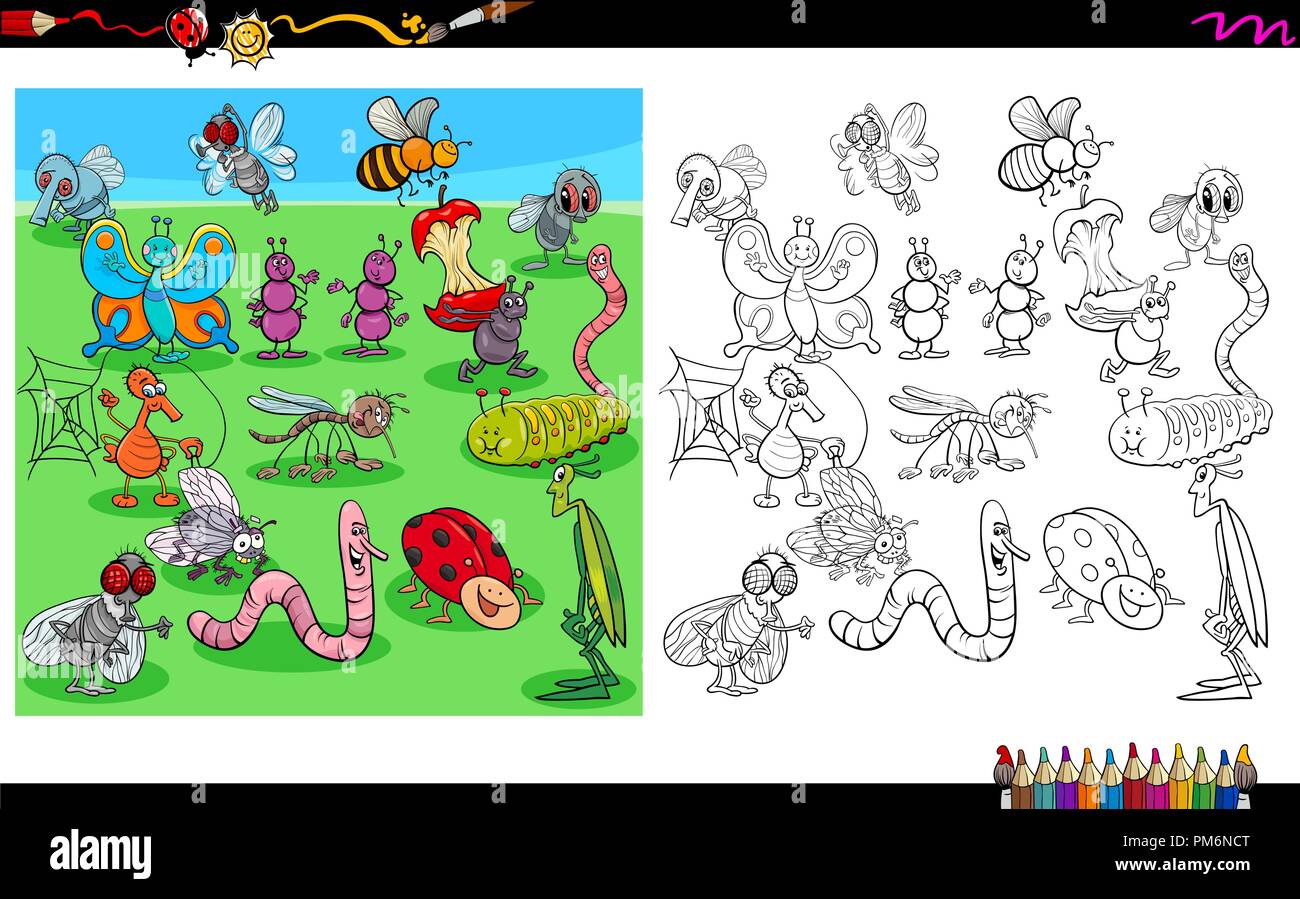 Cartoon insects bugs coloring book hi-res stock photography and images ...