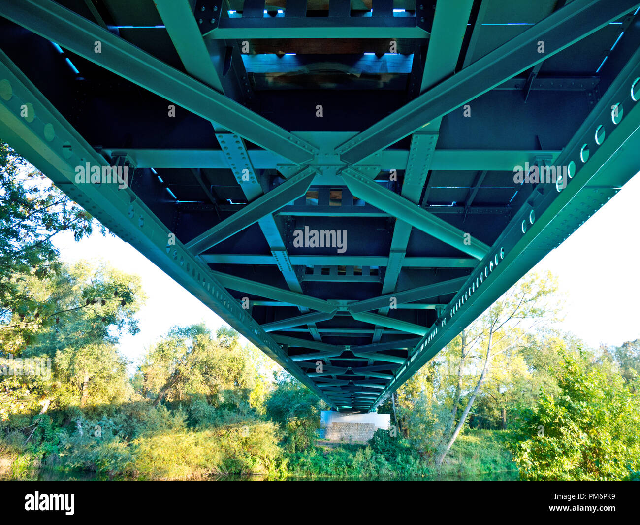 Detail of new metal bride over river Stock Photo - Alamy