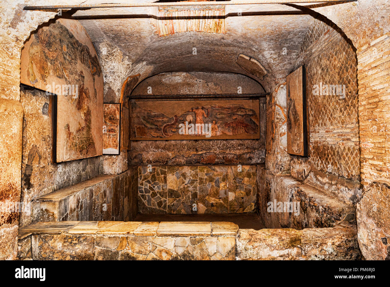 The basin of the frigidarium inside the Seven Wise Men's spas, on the ...