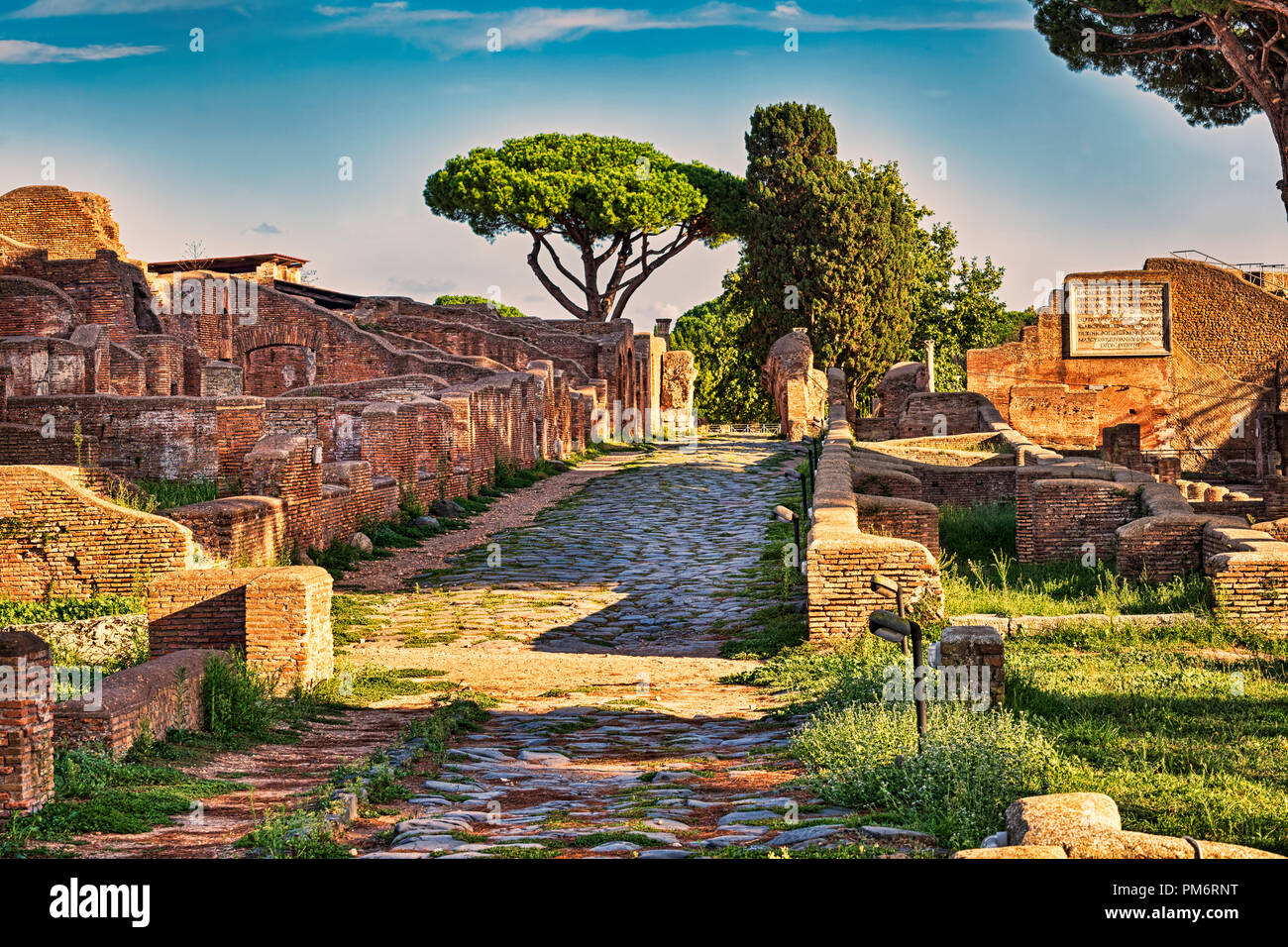 Archaeological Roman empire street view in Ancient Ostia - Rome - Italy ...