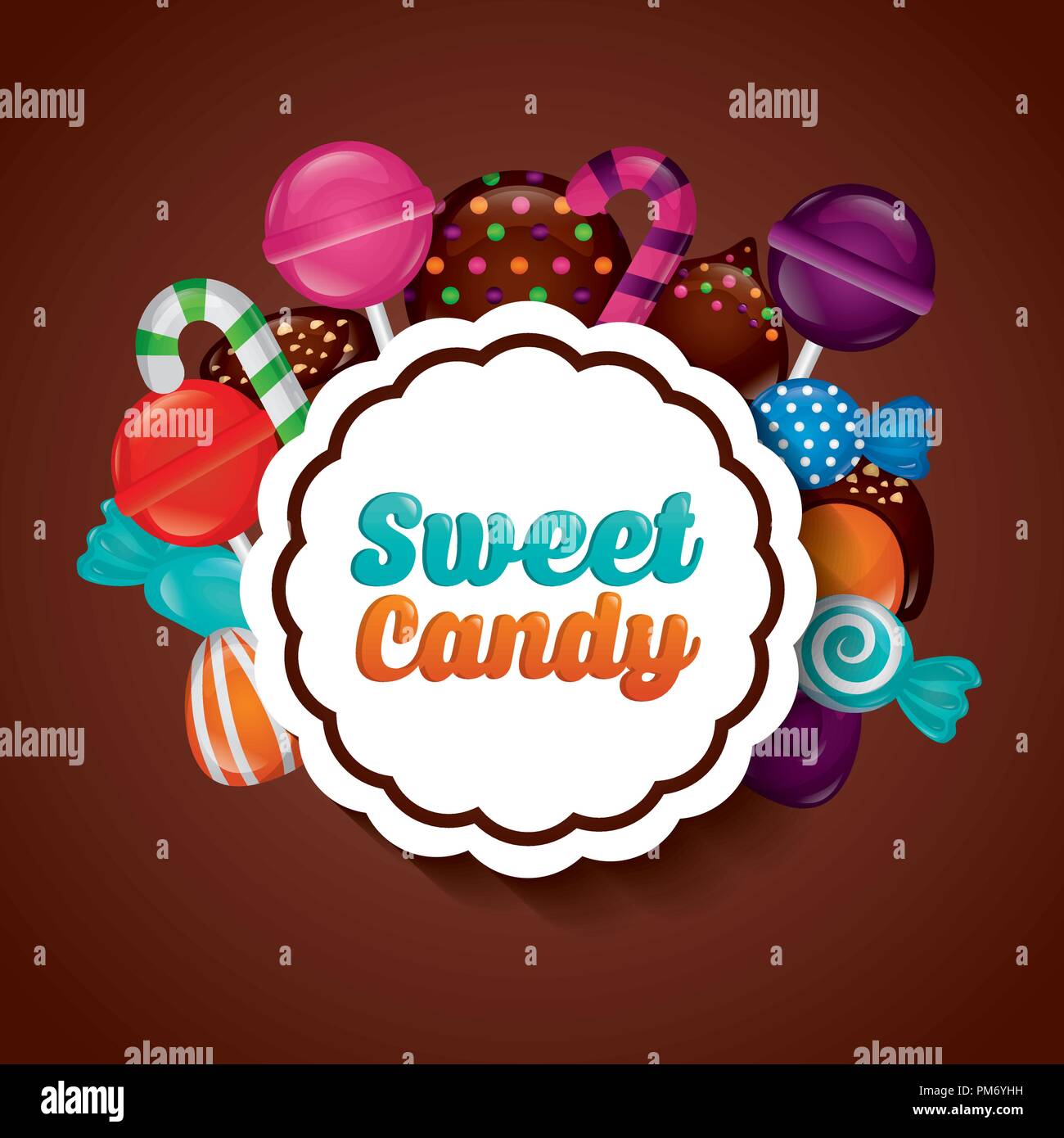Sticker sweet lollipop candy icon Stock Vector Images - Alamy