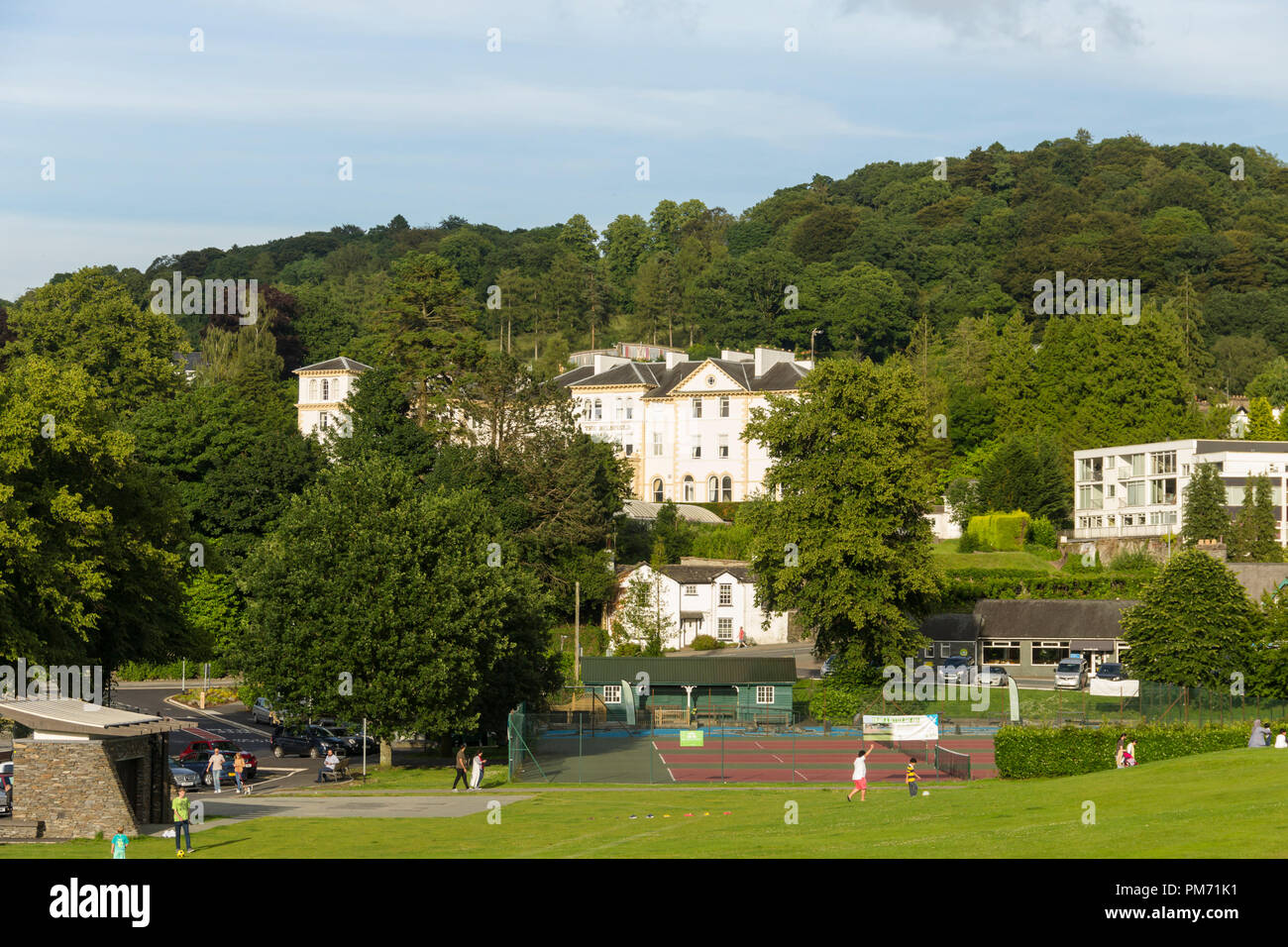 The Glebe, tennis courts and Belsfield hotel at Bowness-on-Windermere ...