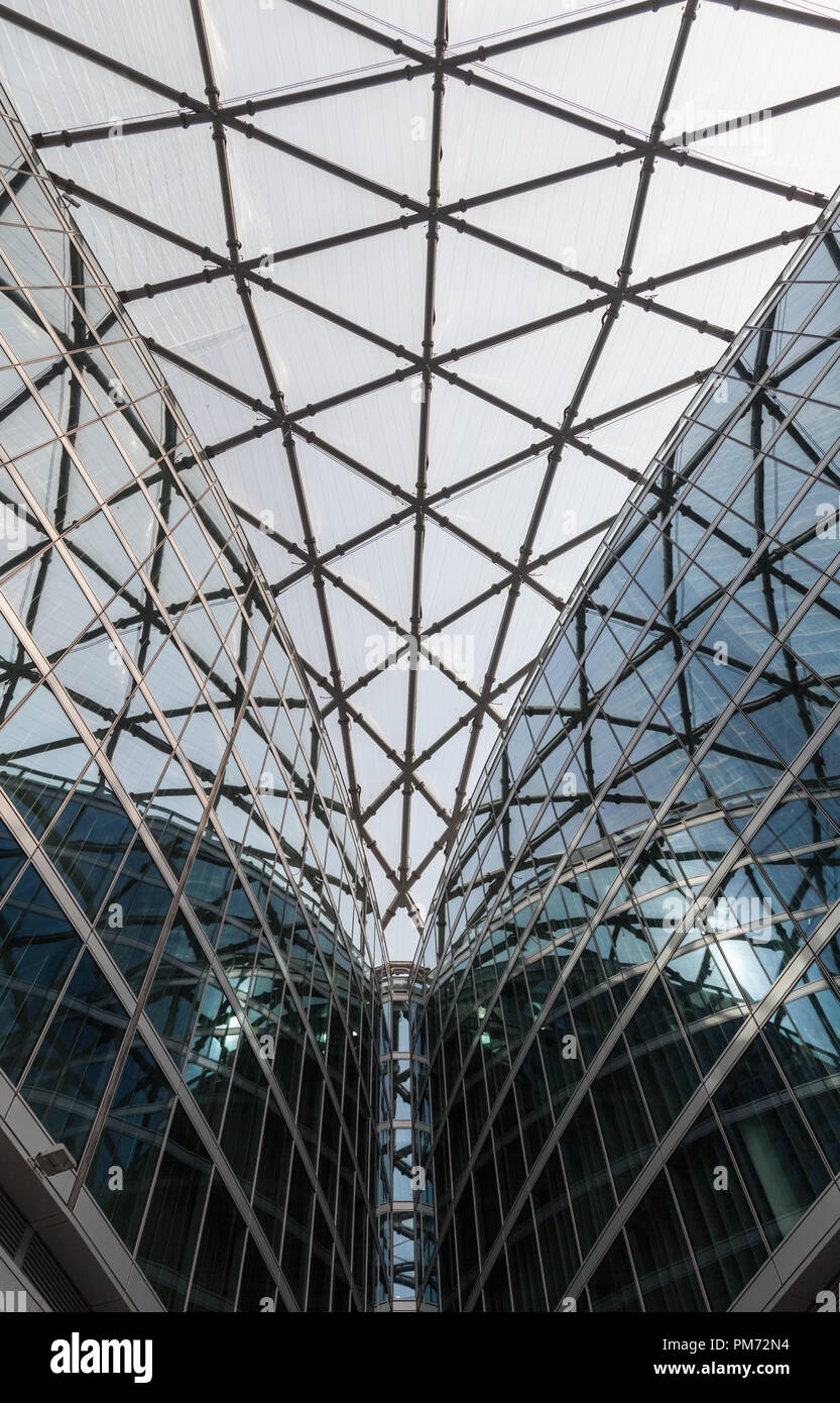 Milan ITALY - July 2018 Abstract structures of a Modern building glass ...