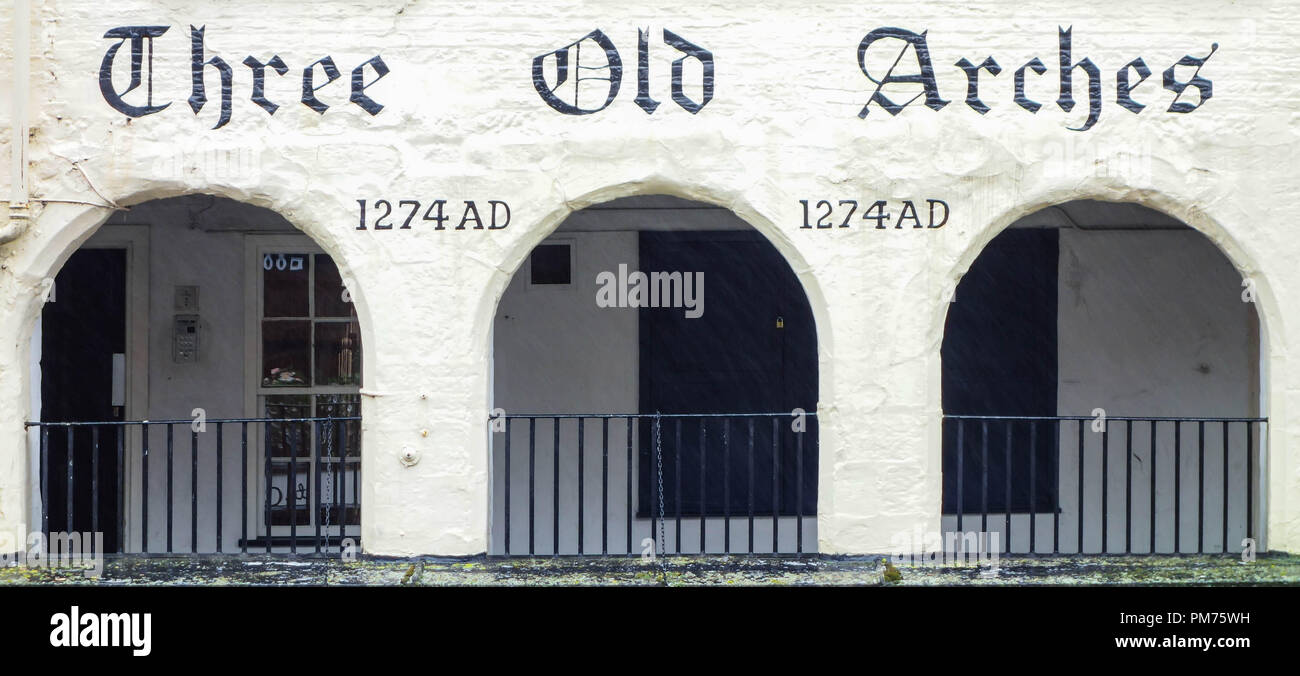 Three Old Arches constructed in 1274 Bridge street Chester UK, August ...