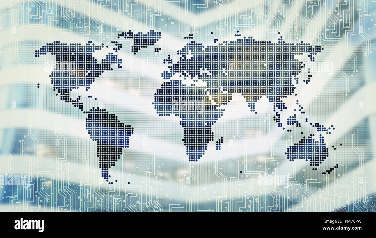 Abstract modern world technologies, global communication and networking ...