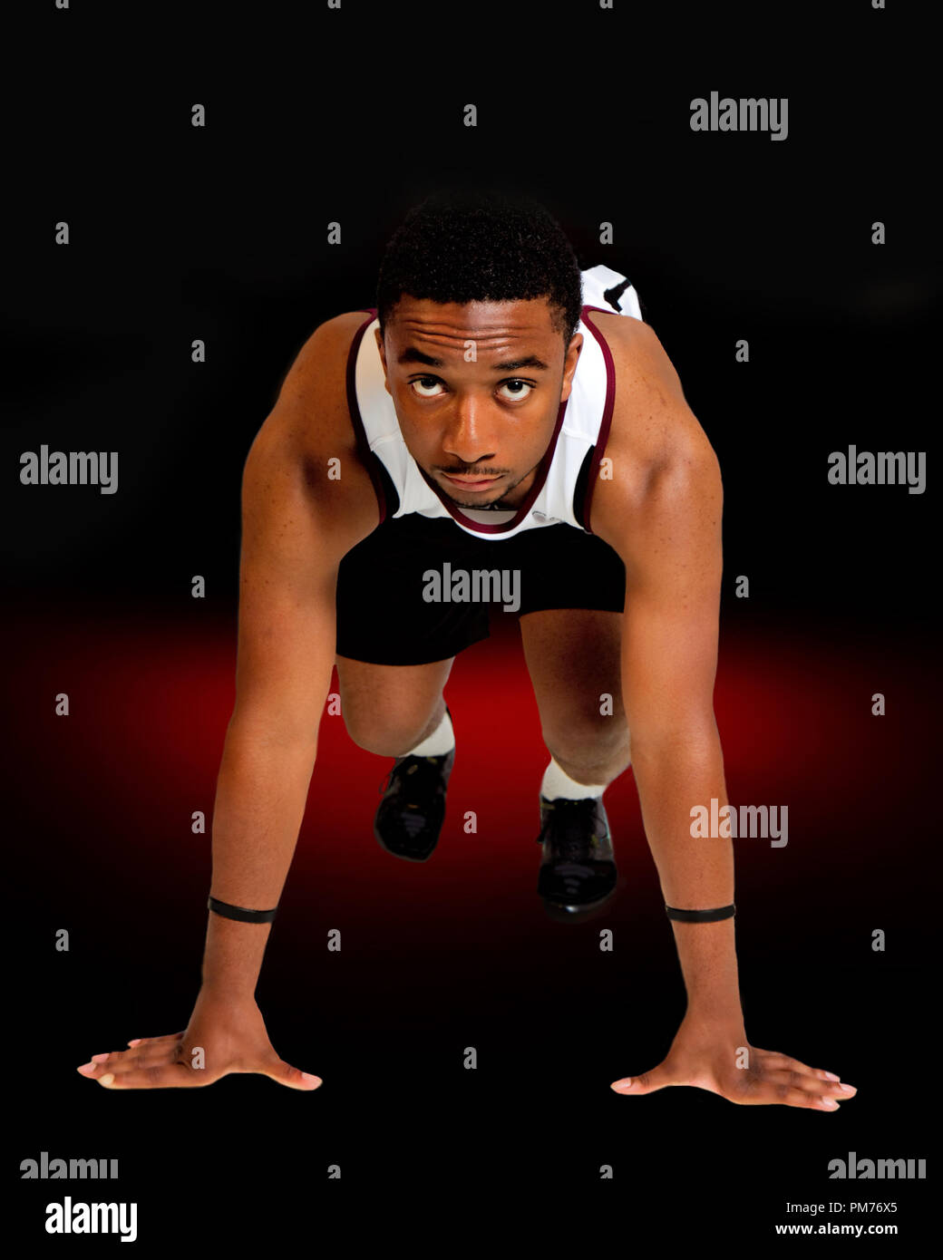 Strong High School Track Runner in different powerful poses Stock Photo ...