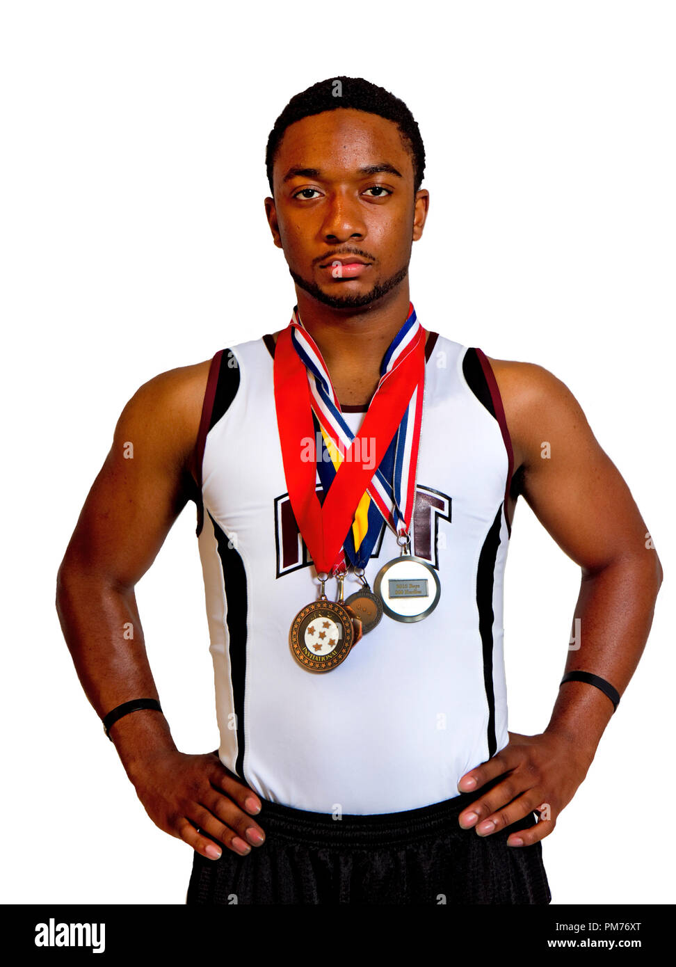 Strong High School Track Runner in different powerful poses Stock Photo ...