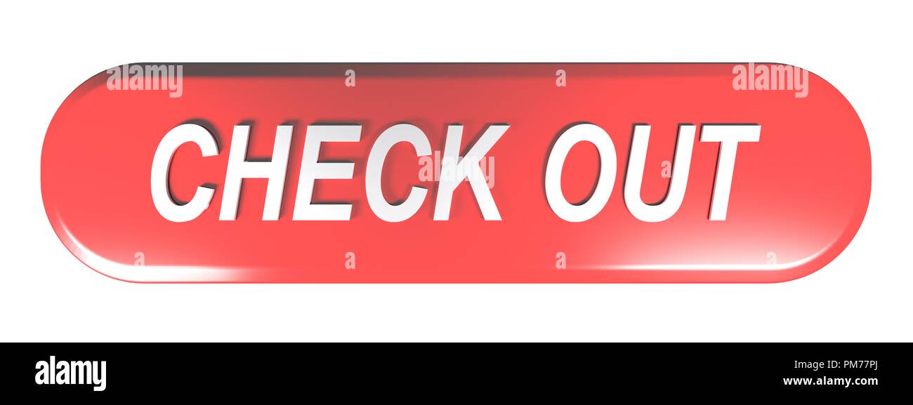 Red rounded rectangle push button CHECK OUT - 3D rendering Stock Photo ...