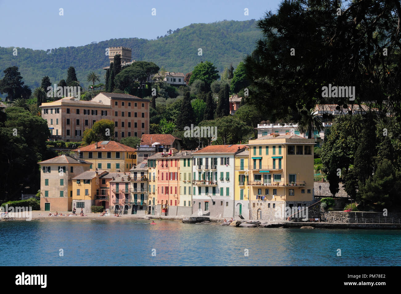 Italy, Liguria, Portofino Peninsula, colourful houses & waterfront near ...