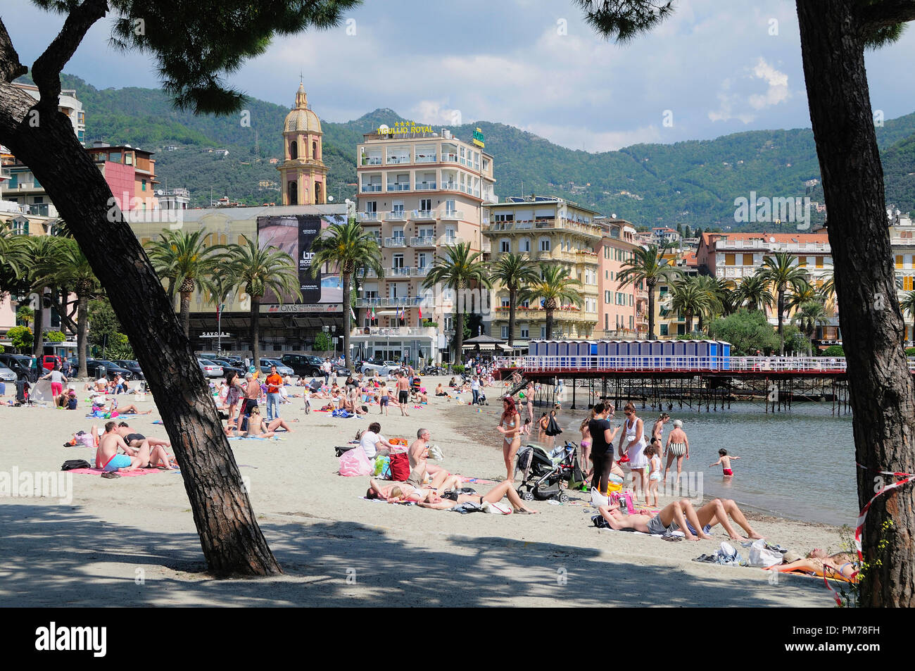 Italy, Liguria, Portofino Peninsula, Rapallo, beach & waterfront Stock ...