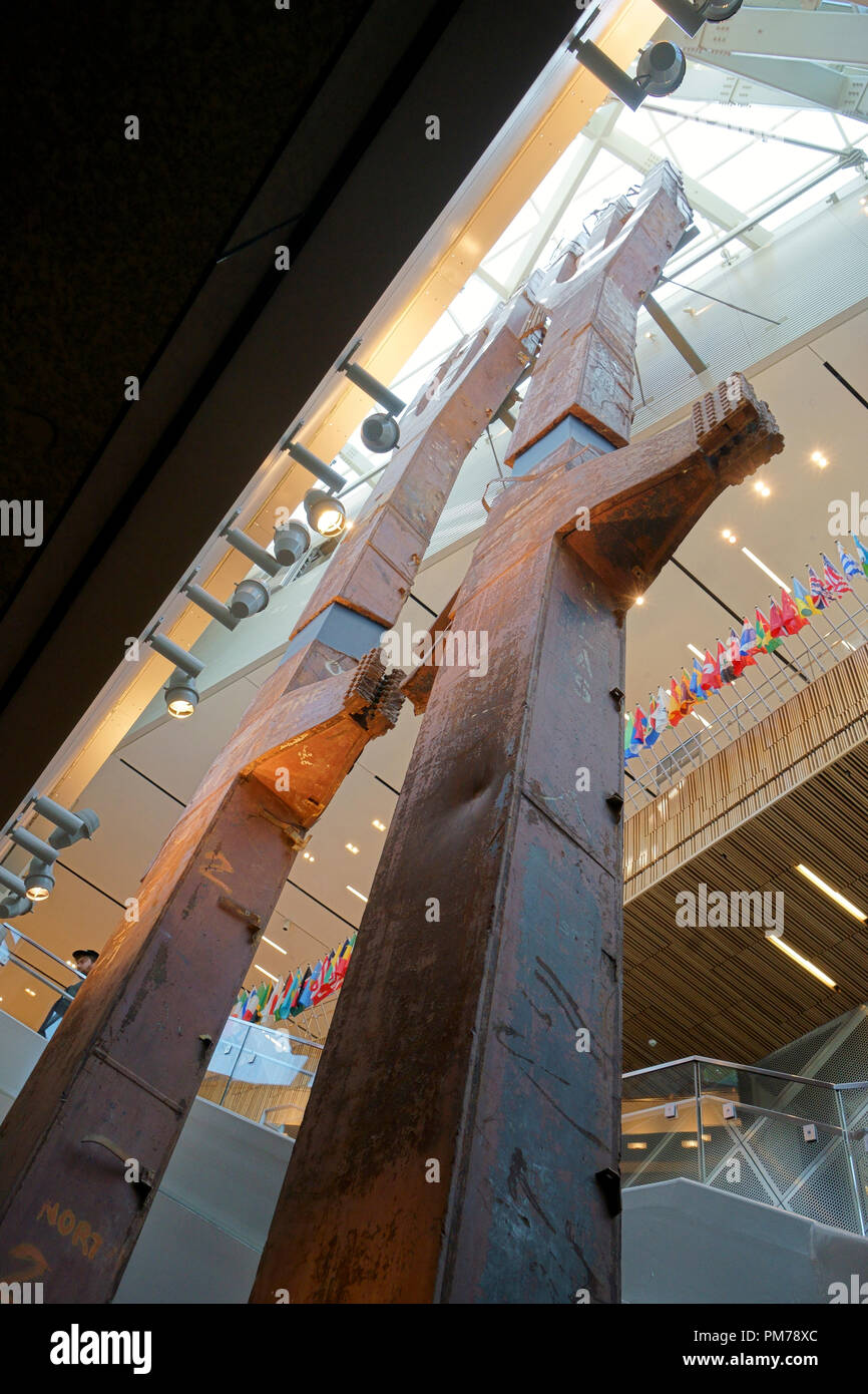 The 70 foot high Tridents steel column from Twin Towers display in ...