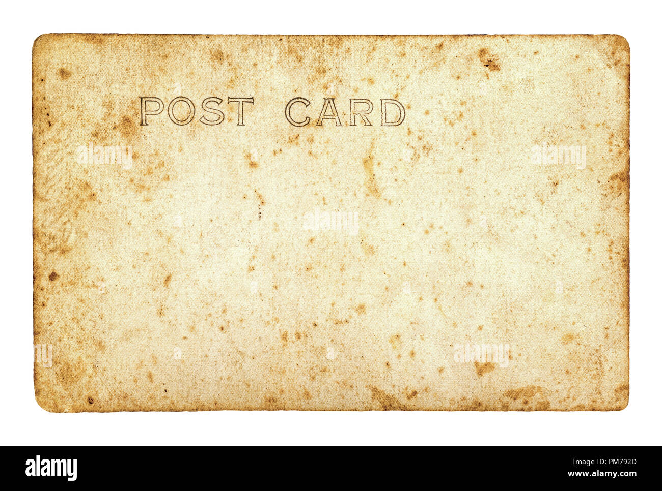 Old vintage postcard with a title POST CARD isolated on white ...