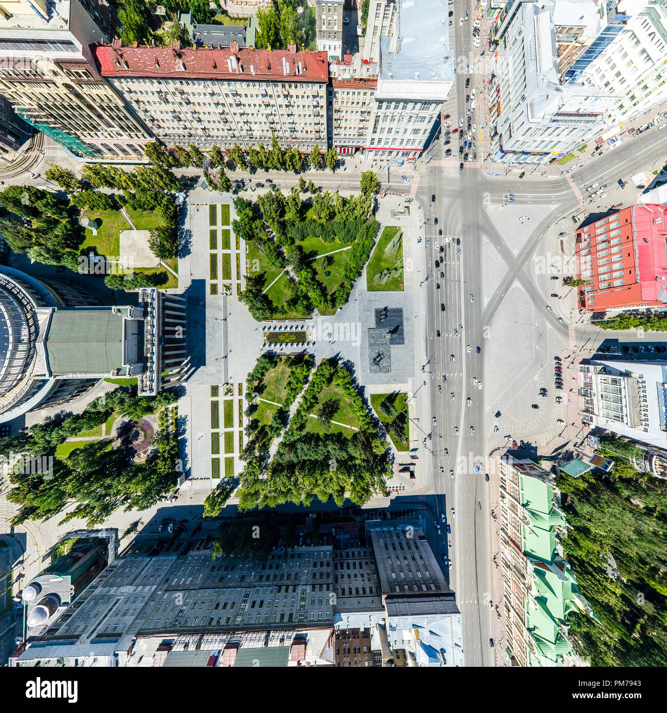 Aerial city view with roads, houses and buildings Stock Photo - Alamy