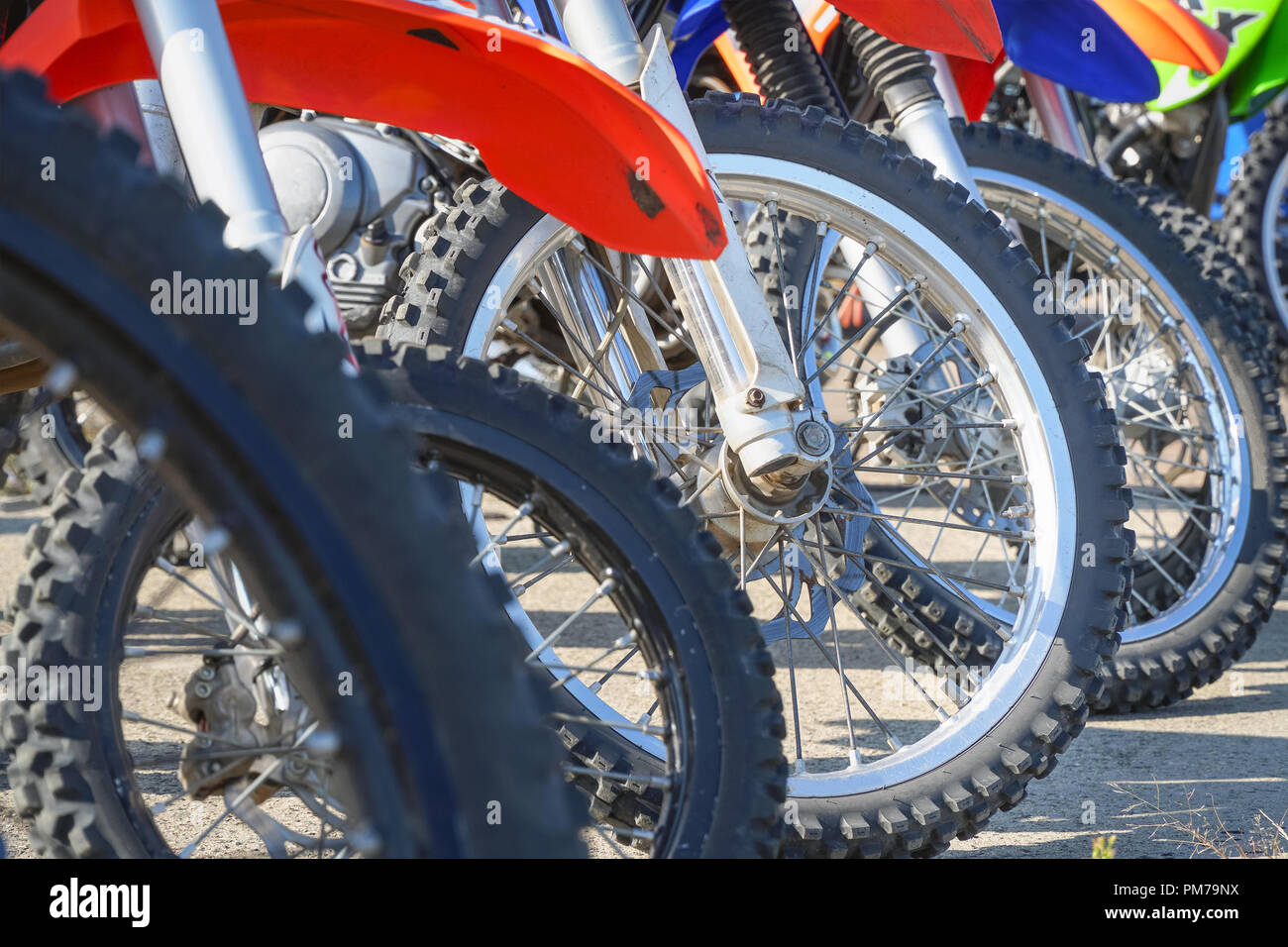 Motocross tires and wheels Stock Photo - Alamy