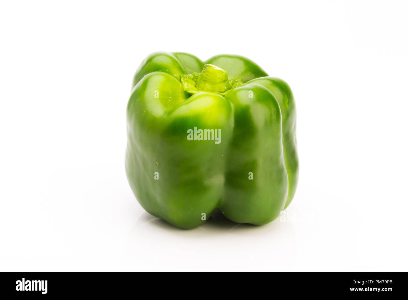 Front view of green pepper on a white background, vegetable to flavor ...