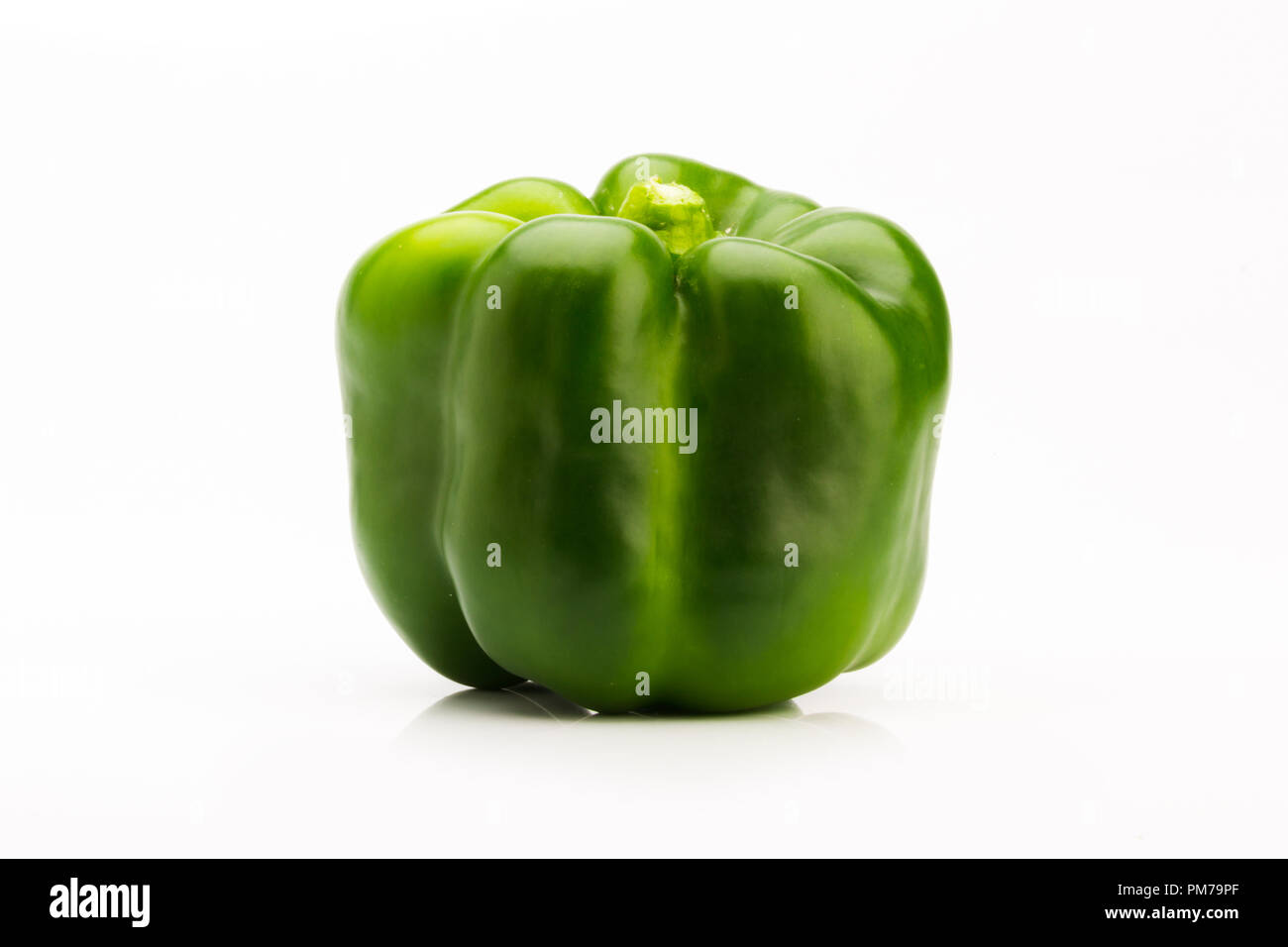 Front view of green pepper on a white background, vegetable to flavor ...