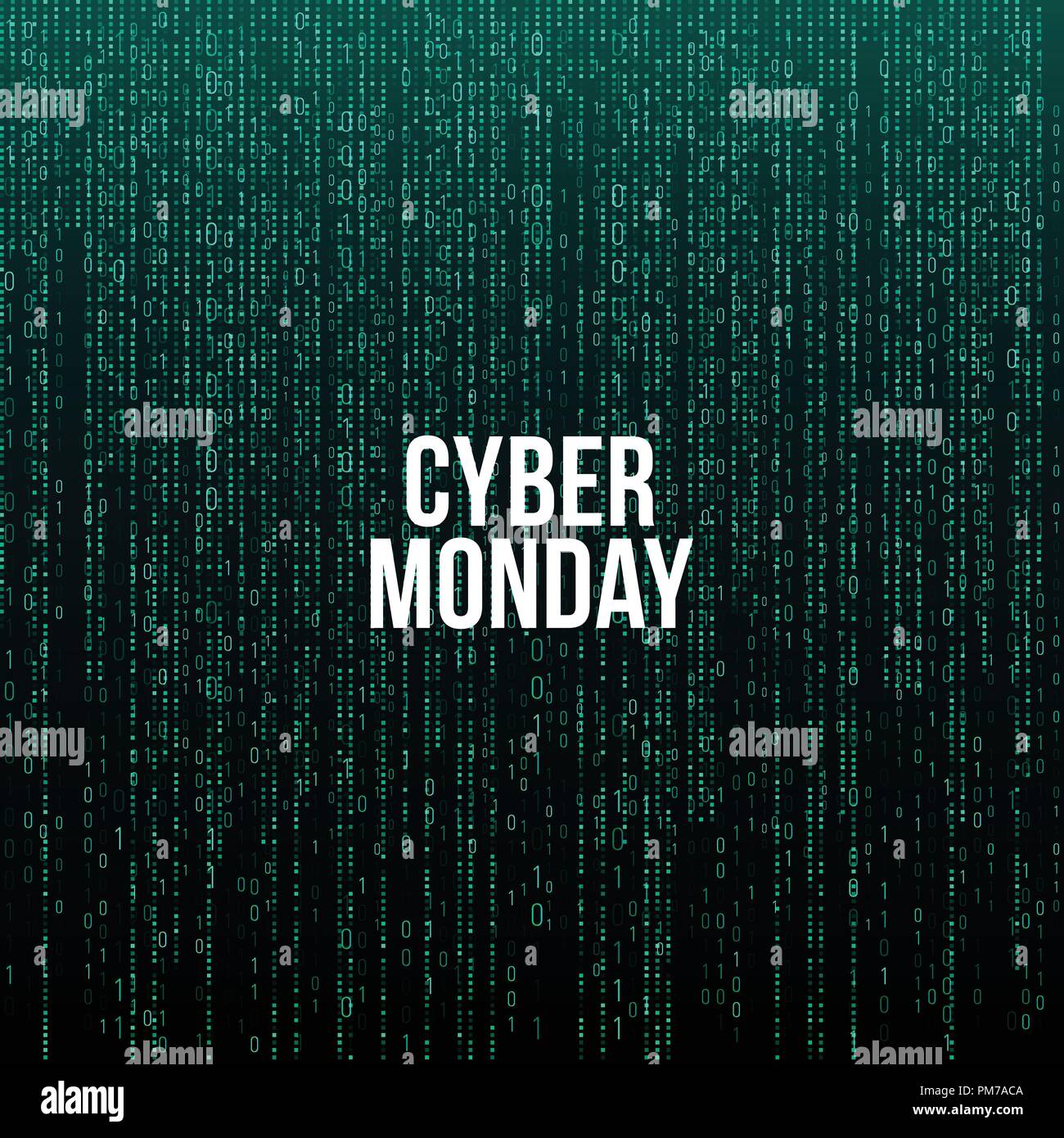 Cyber Monday Poster. White text on green computer code background ...
