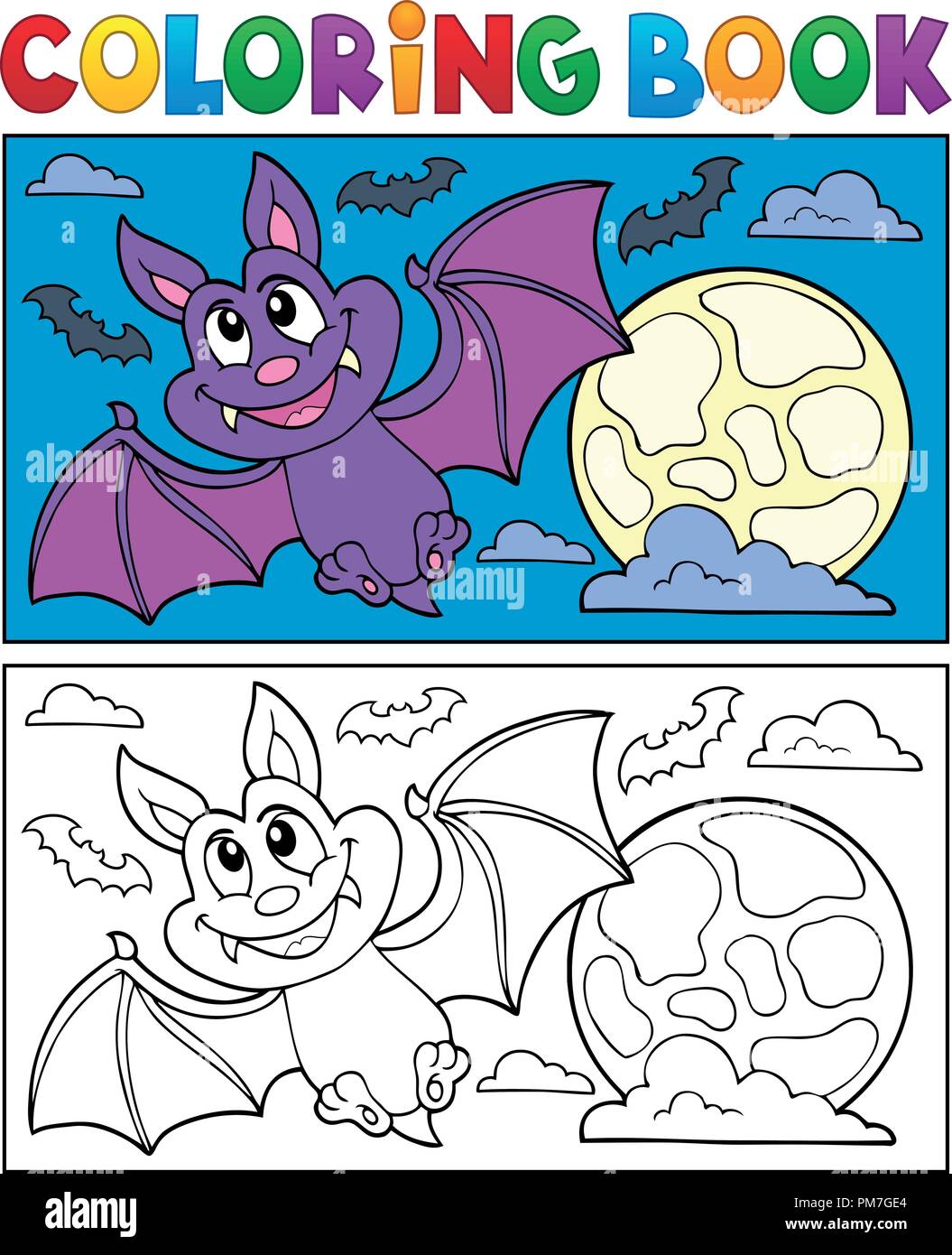 Coloring book cartoon bat 1 - eps10 vector illustration Stock Vector ...