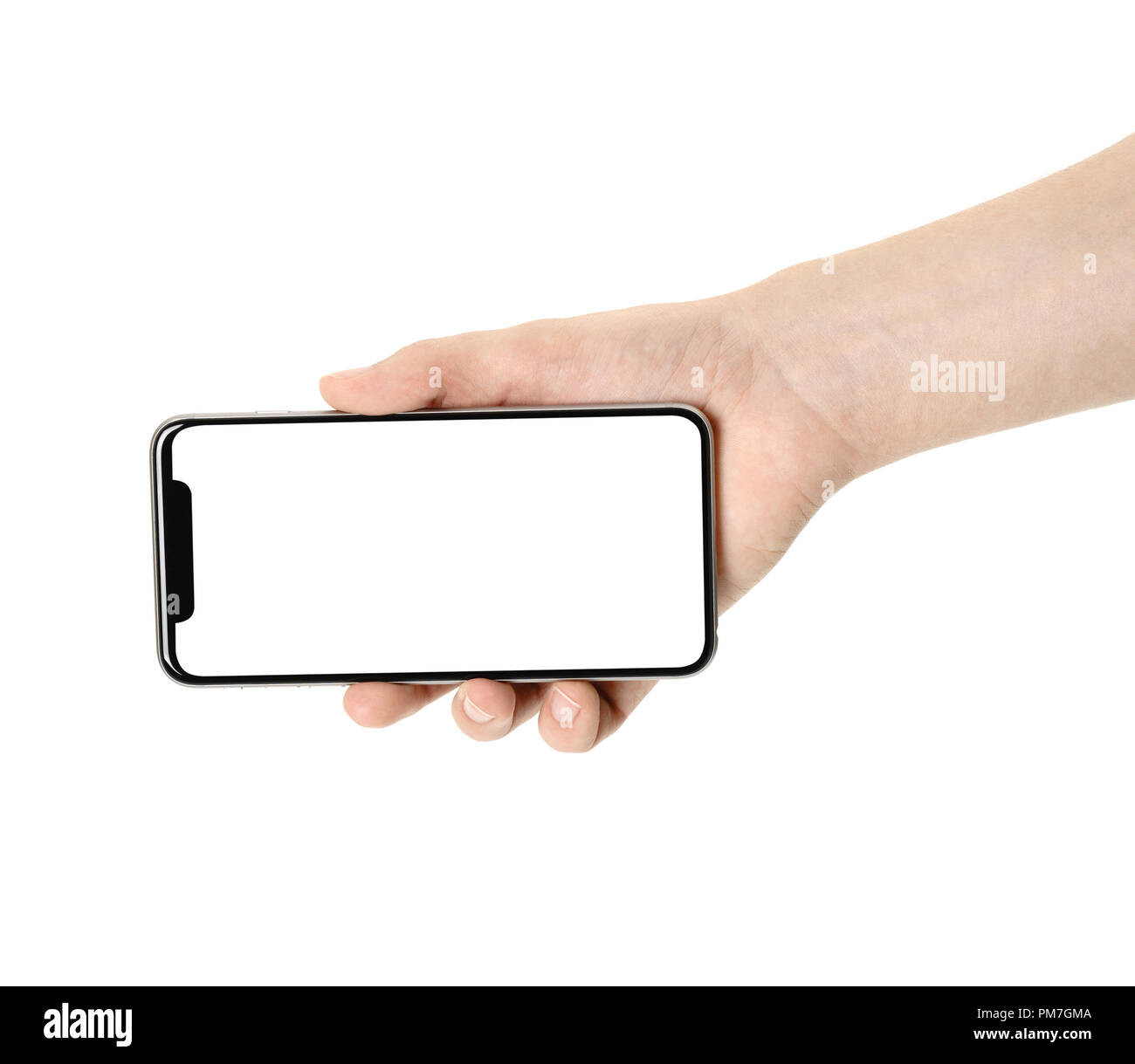 Woman using touchscreen smartphone Cut Out Stock Images & Pictures - Alamy