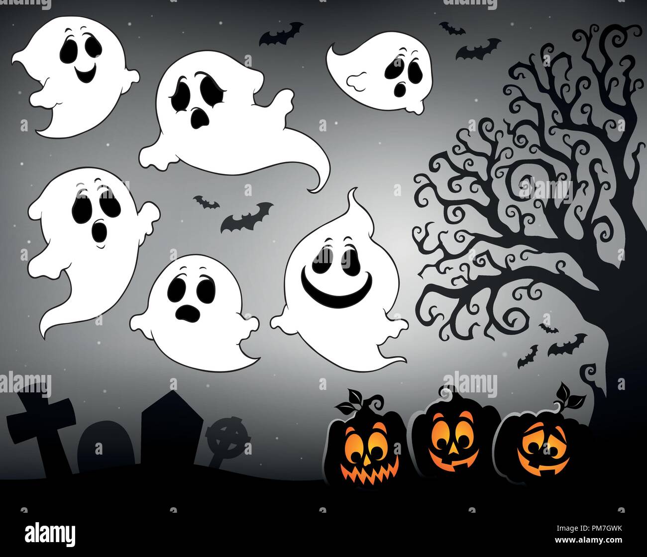 Halloween image with ghosts theme 3 - eps10 vector illustration Stock ...
