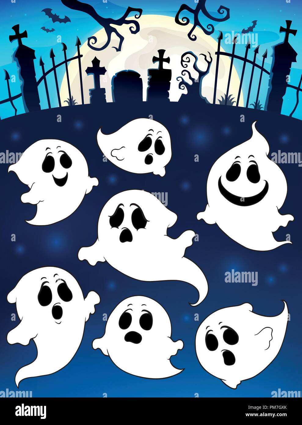 Halloween image with ghosts theme 5 - eps10 vector illustration Stock ...