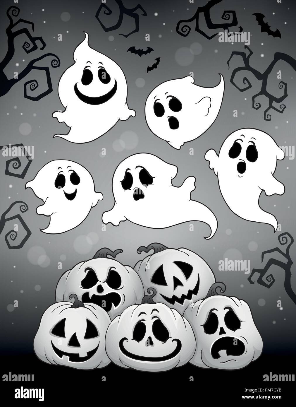 Halloween image with ghosts theme 6 - eps10 vector illustration Stock ...