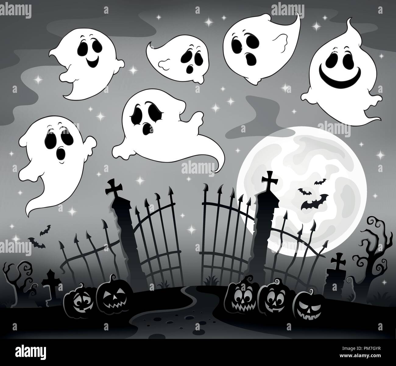 Halloween image with ghosts theme 7 - eps10 vector illustration Stock ...