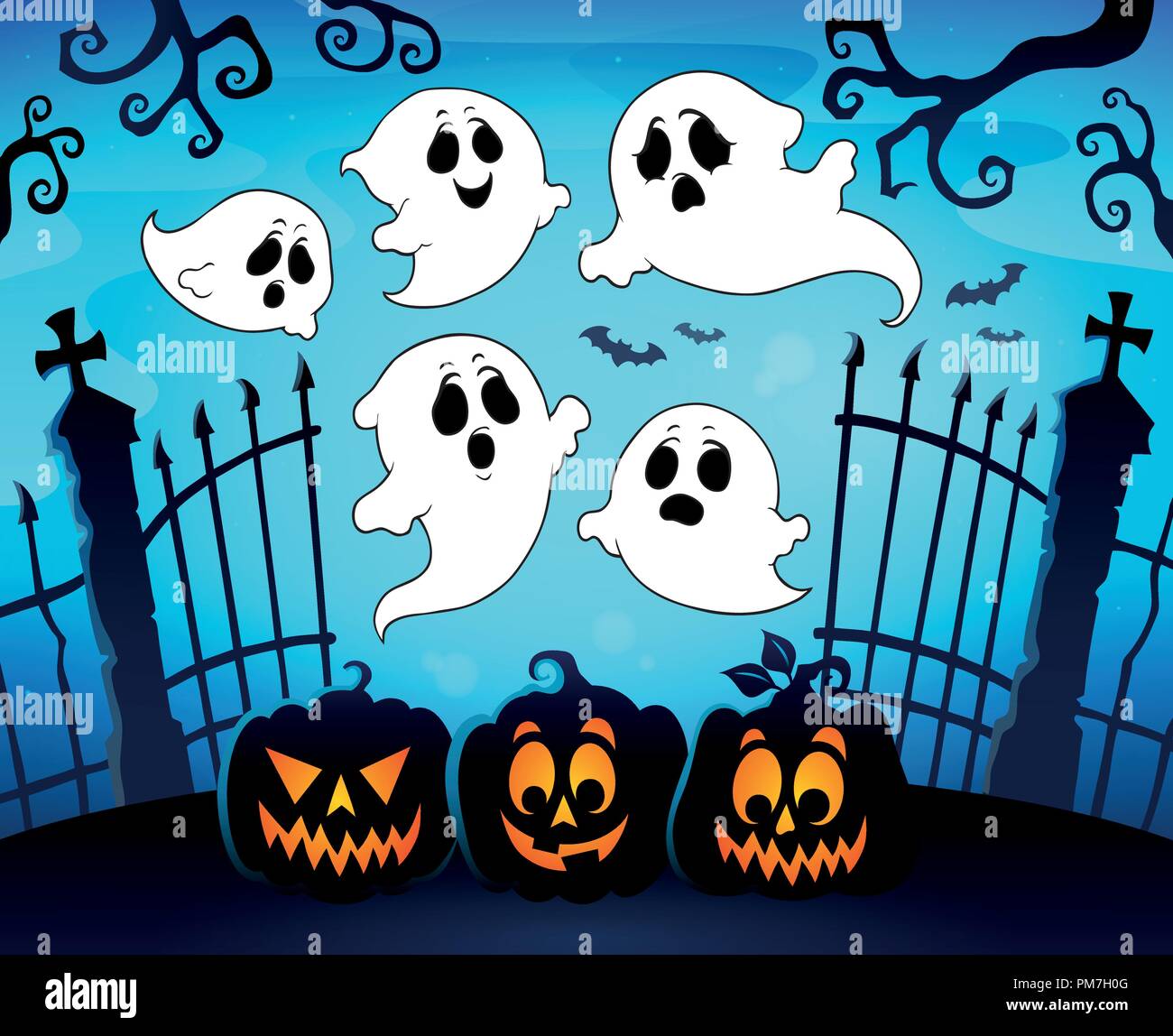 Halloween image with ghosts theme 8 - eps10 vector illustration Stock ...