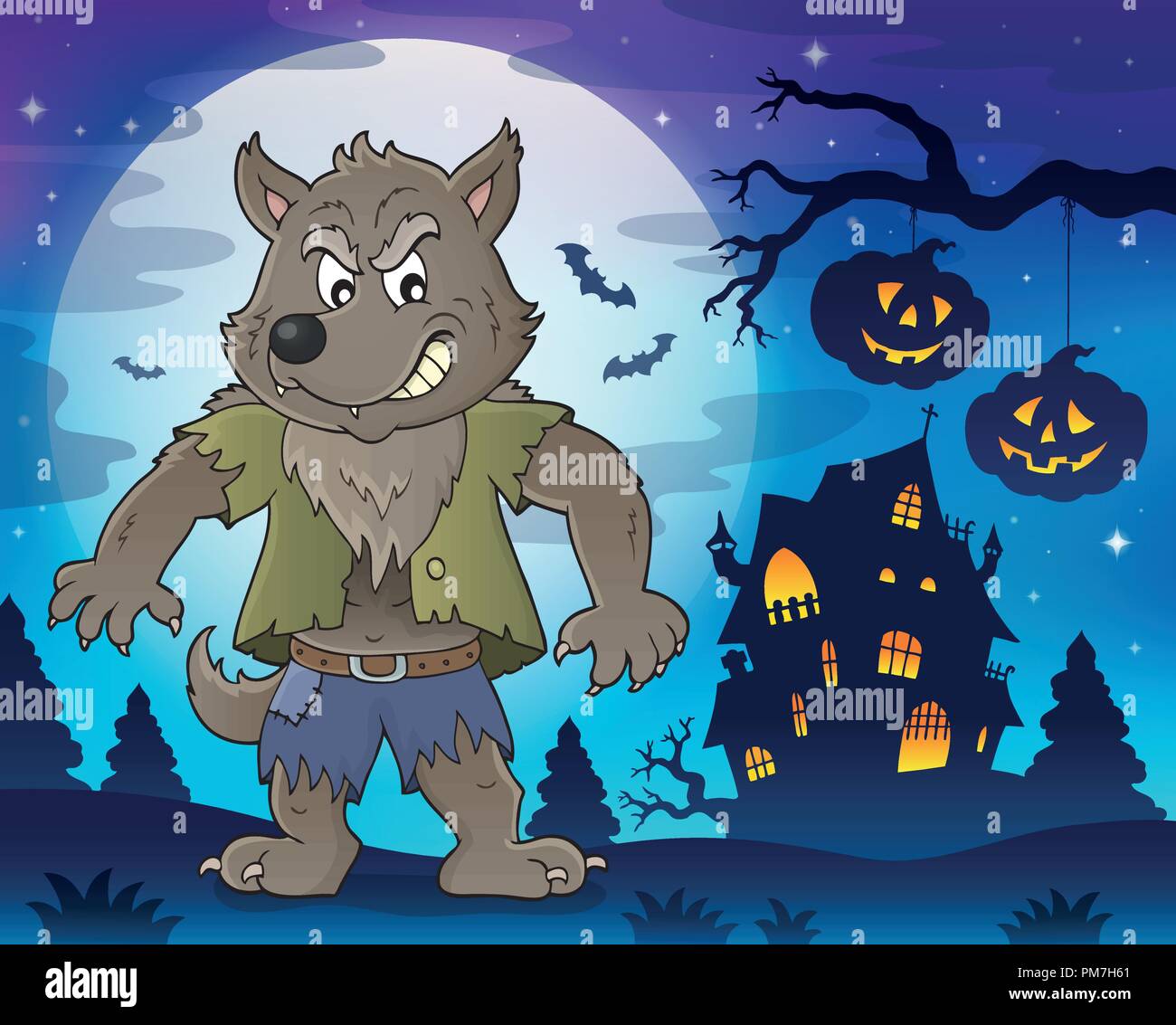 Werewolf topic image 3 - eps10 vector illustration Stock Vector Image ...