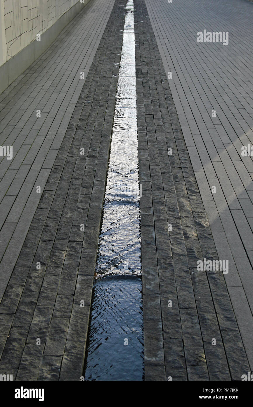 Artificial River Stream at Street in London Stock Photo - Alamy
