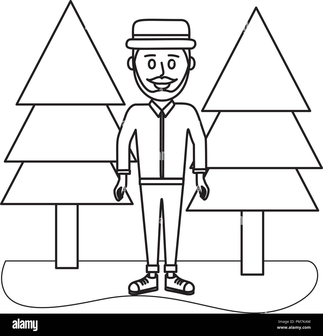 outline happy man with hat style and clothes Stock Vector Image & Art ...