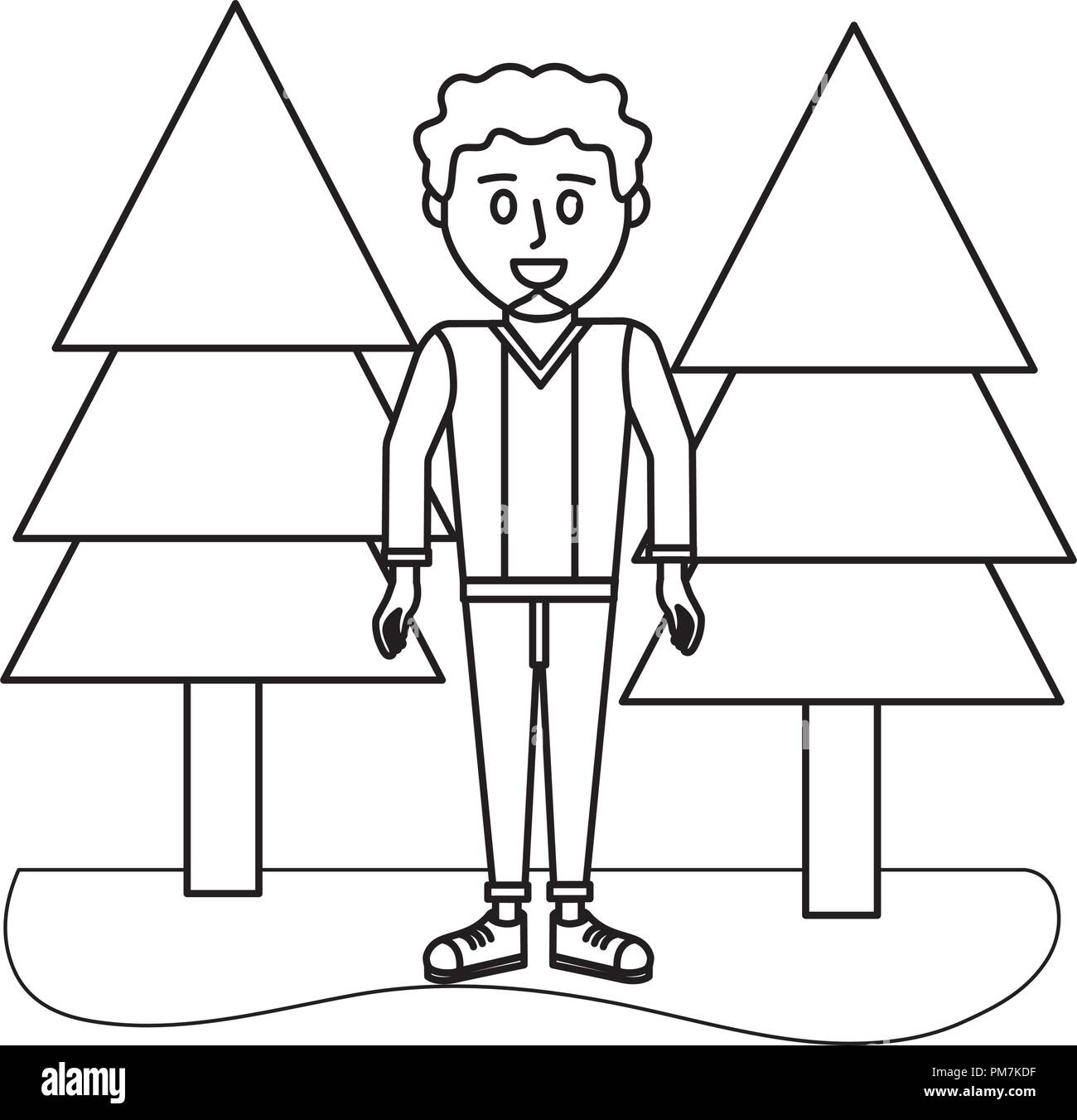 outline smile man with clothes and curly hairstyle Stock Vector Image ...