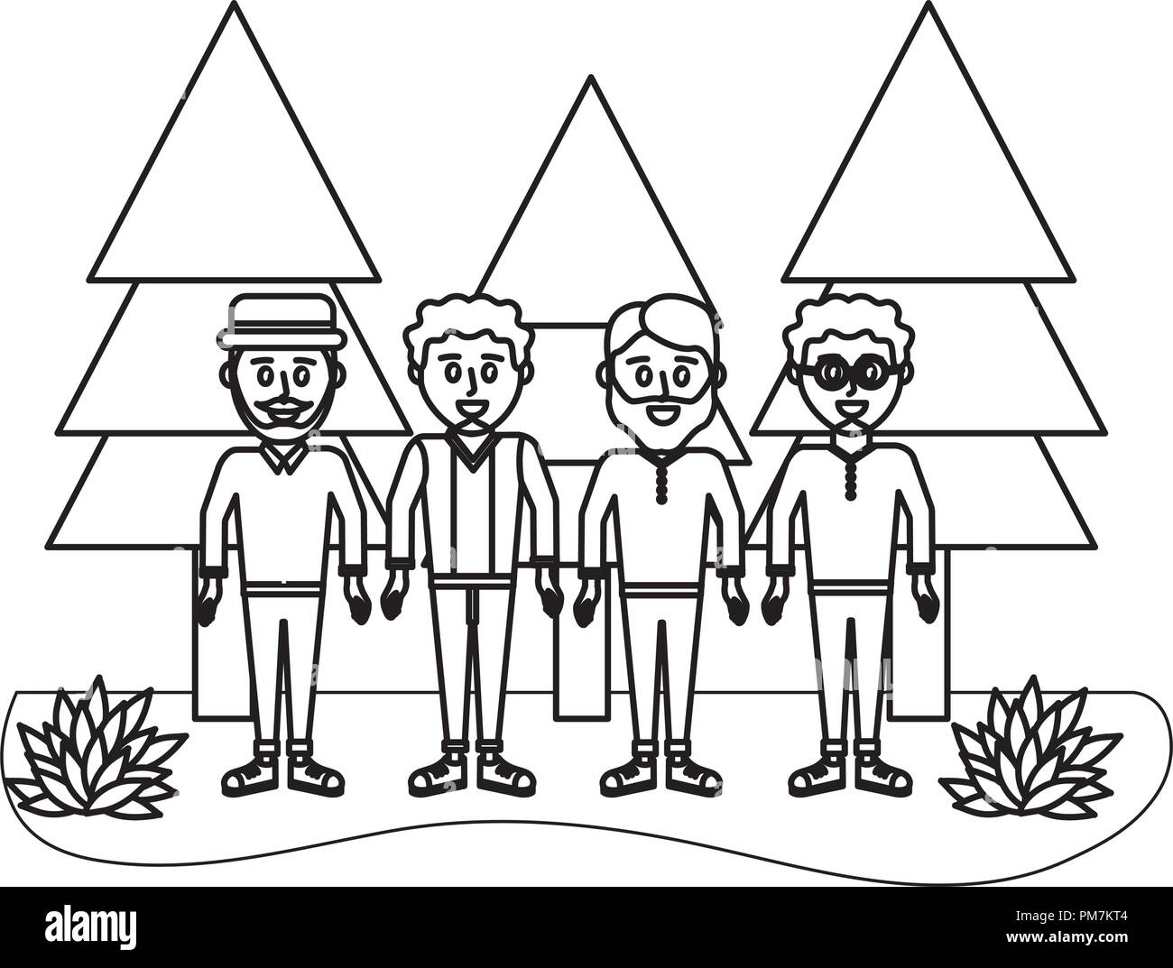 outline happy men friends with nice clothes Stock Vector Image & Art ...