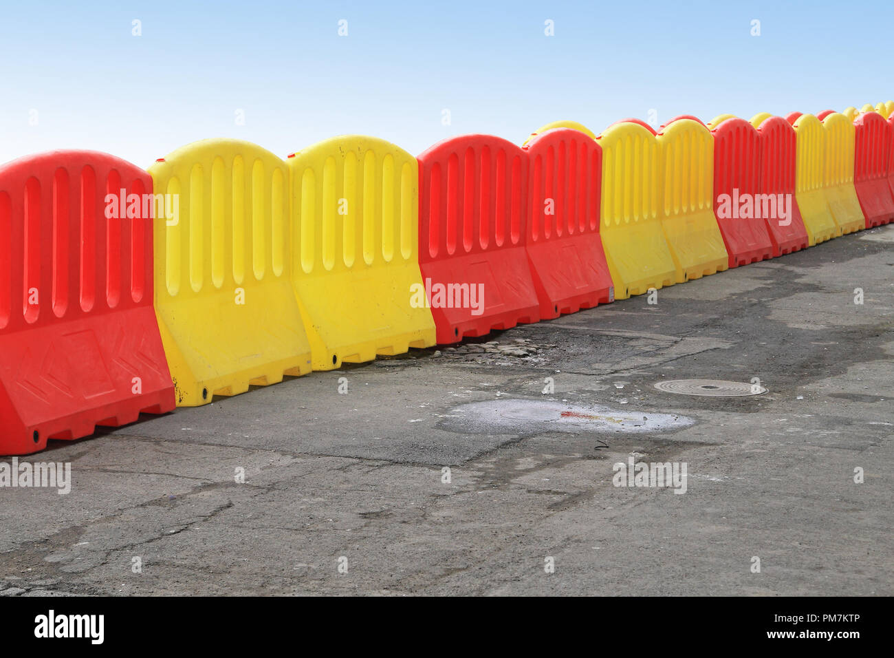 Plastic Barriers Filled With Water Stock Photo - Alamy