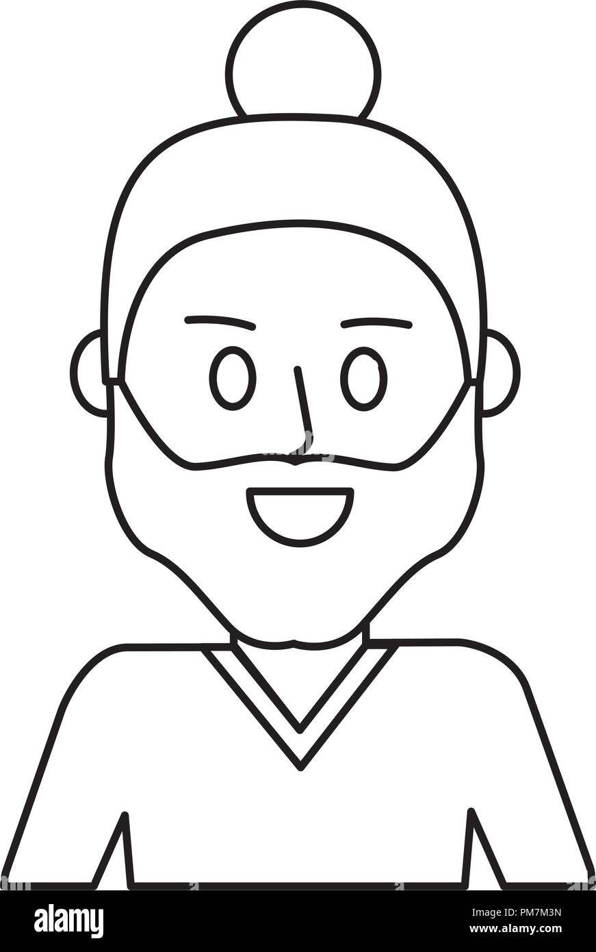 outline happy man with beard design and hairstyle Stock Vector Image ...