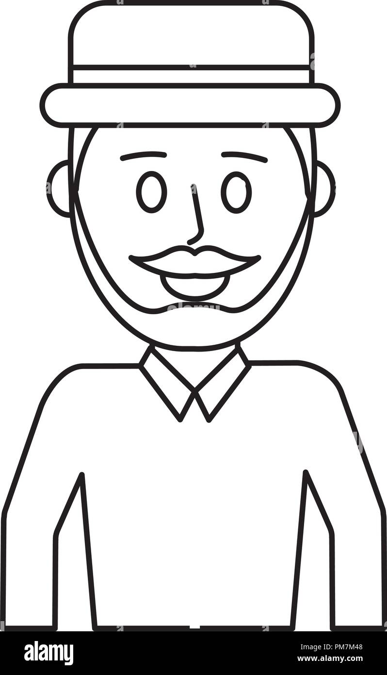 outline happy man wearing hat and shirt Stock Vector Image & Art - Alamy