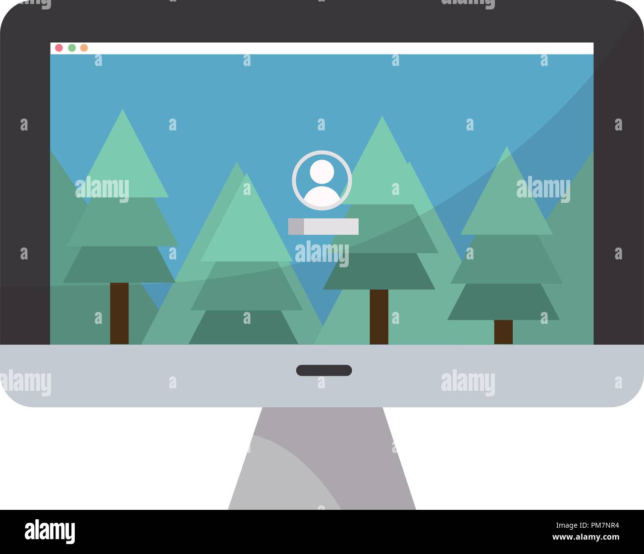 electronic computer with user landscape screen background Stock Vector ...