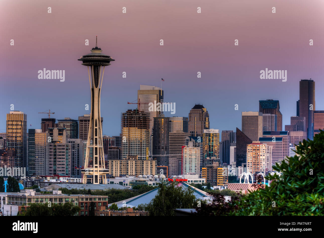 View of the Space Needle and Downtown Seattle, Washington, USA Stock ...