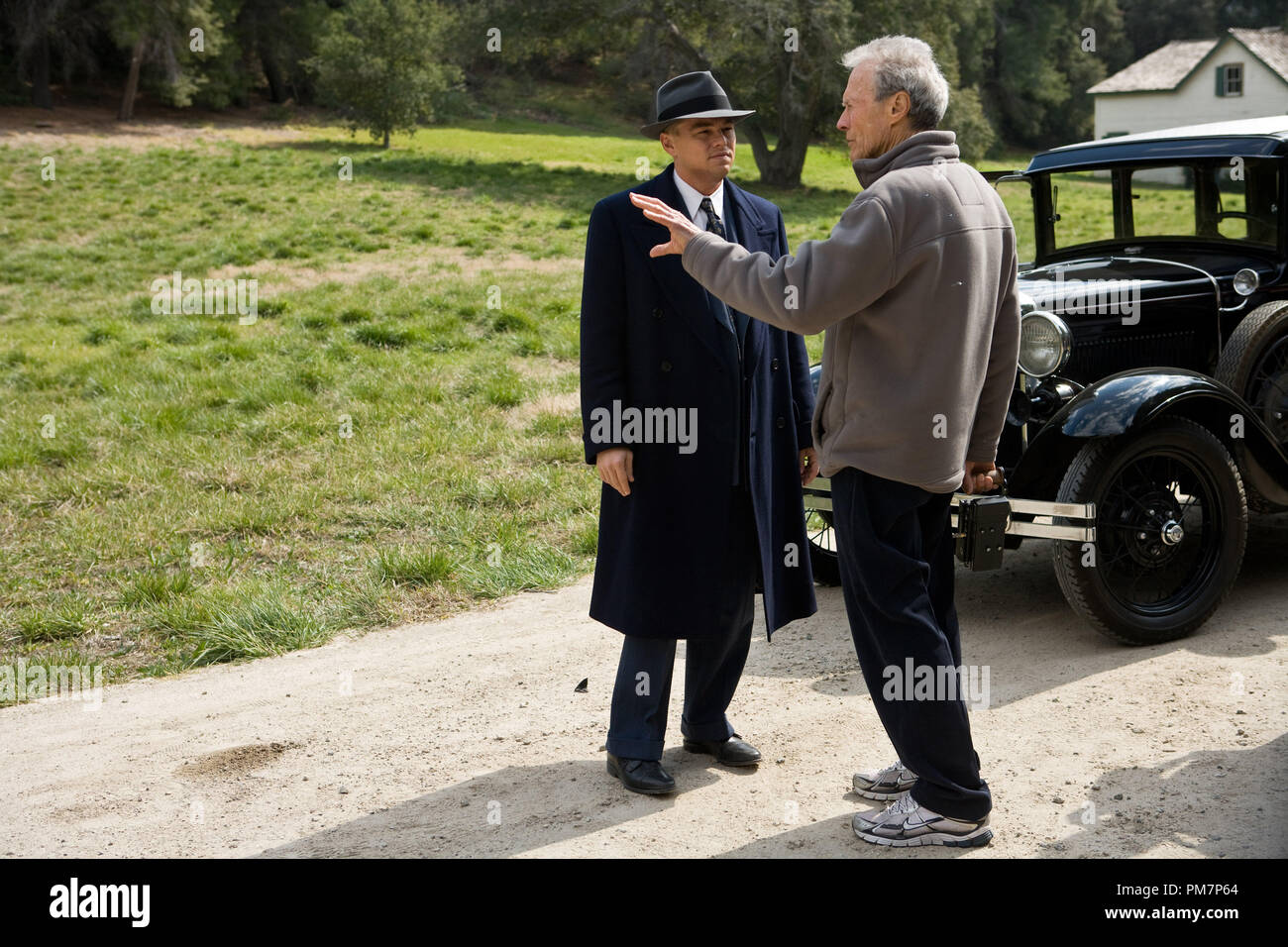 (L-r) LEONARDO DiCAPRIO and director CLINT EASTWOOD during the filming ...