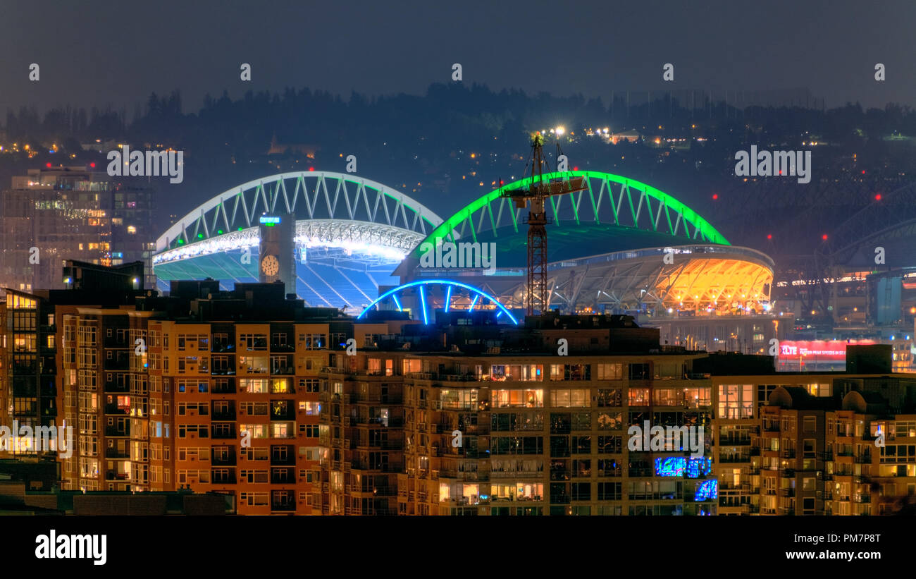 View of CenturyLink Field from Downtown Seattle, Washington, USA Stock ...