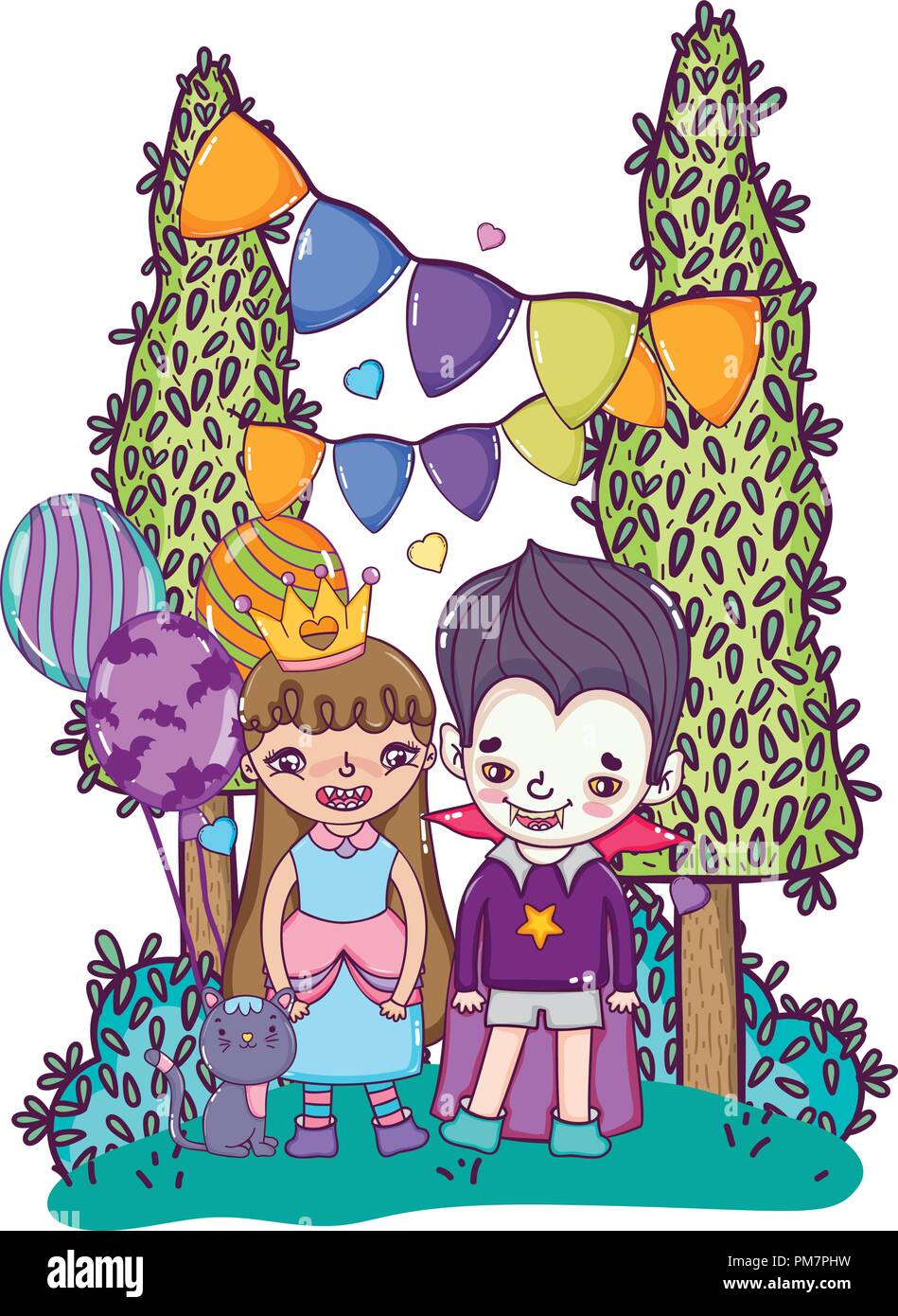 children with costume to halloween party event Stock Vector Image & Art ...