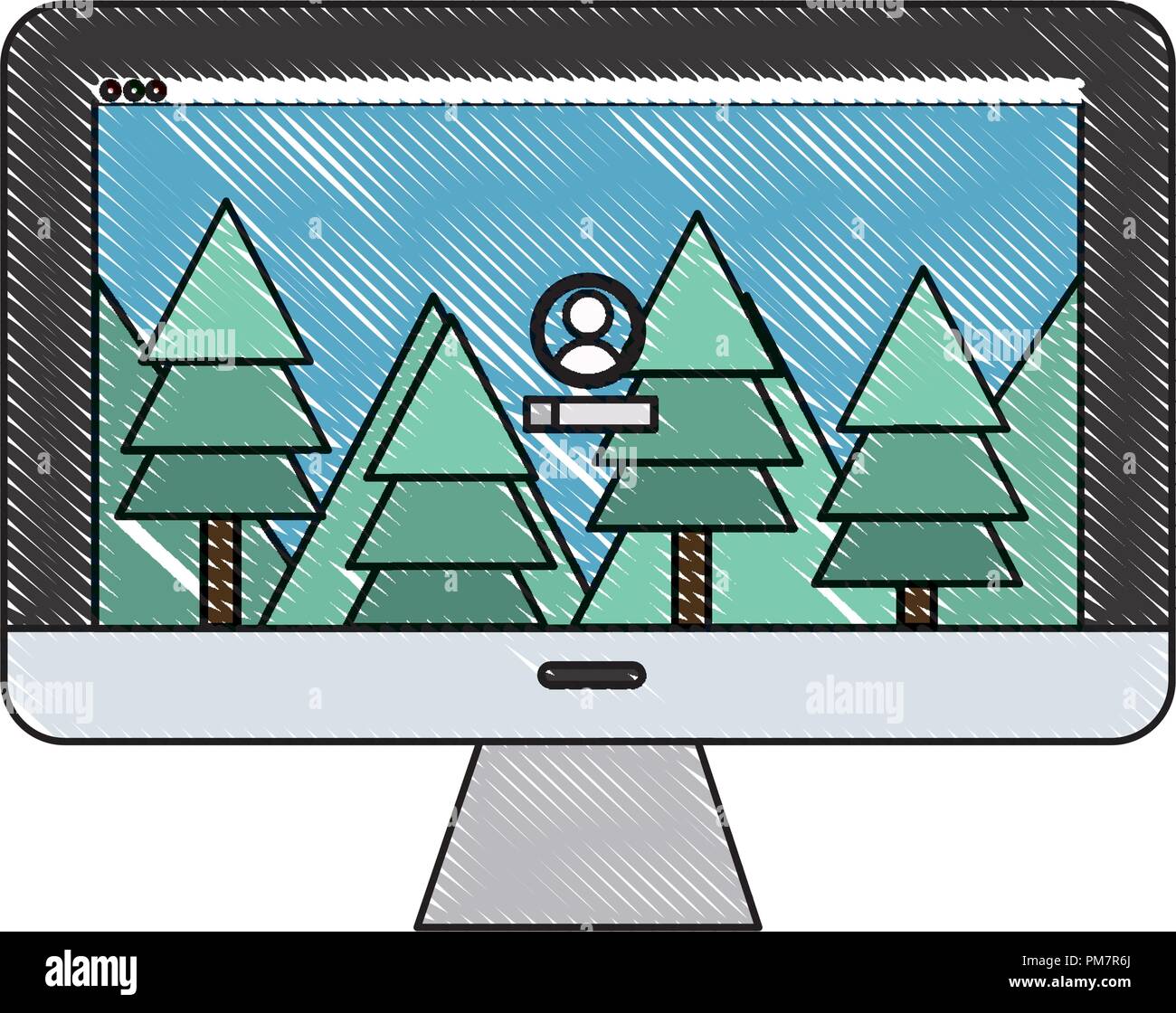 grated electronic computer with user landscape screen background Stock ...