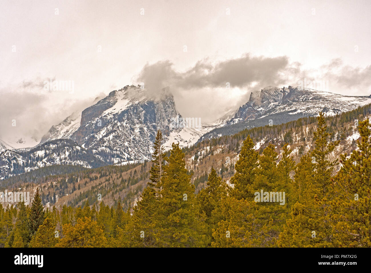 Early Spring Storm Clouds Above the Mountains in Rocky Mountain ...