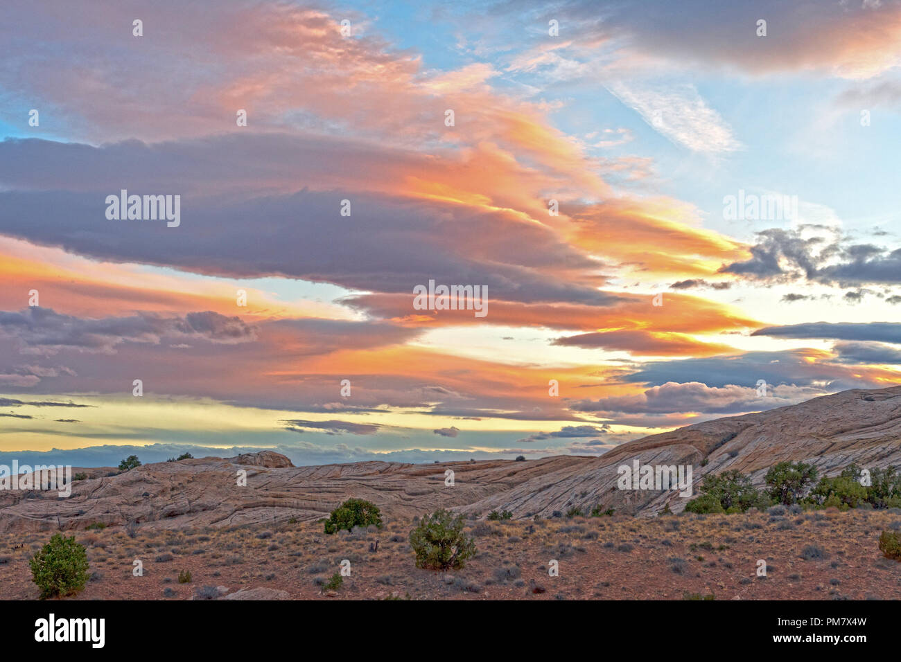 Colorful Sunset Clouds in Red Rock Country in the Temple Mountain ...